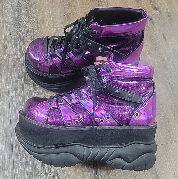 Demonia | Shoes | Demonia Neptune 0 Platform Boots Size Womens 8 Purple ...